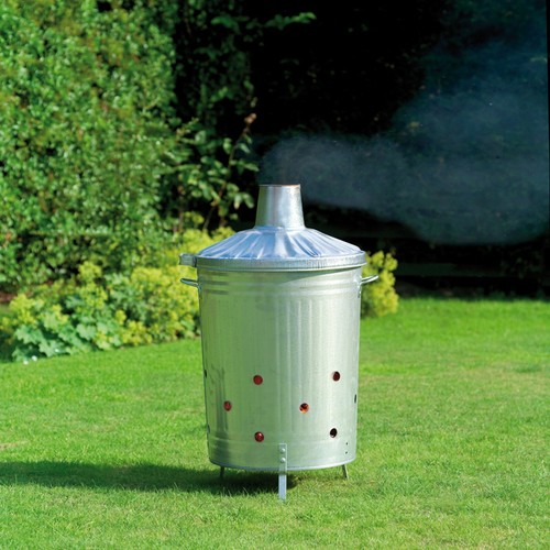 Garden Rubbish Incinerator Fire Bin Waste Metal Steel Galvanised Burner ...