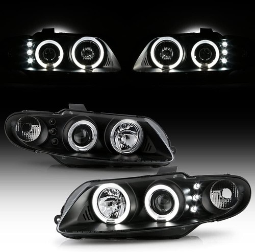 For 2004-2006 Pontiac GTO LED Halo Black Projector Headlights Headlamps ...