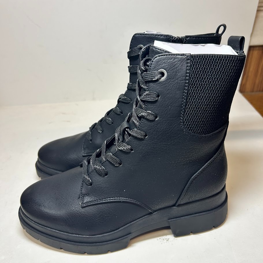 Soul by Naturalizer Womens 6 M Black Ozzy Faux Leather Combat Boots NIB ...