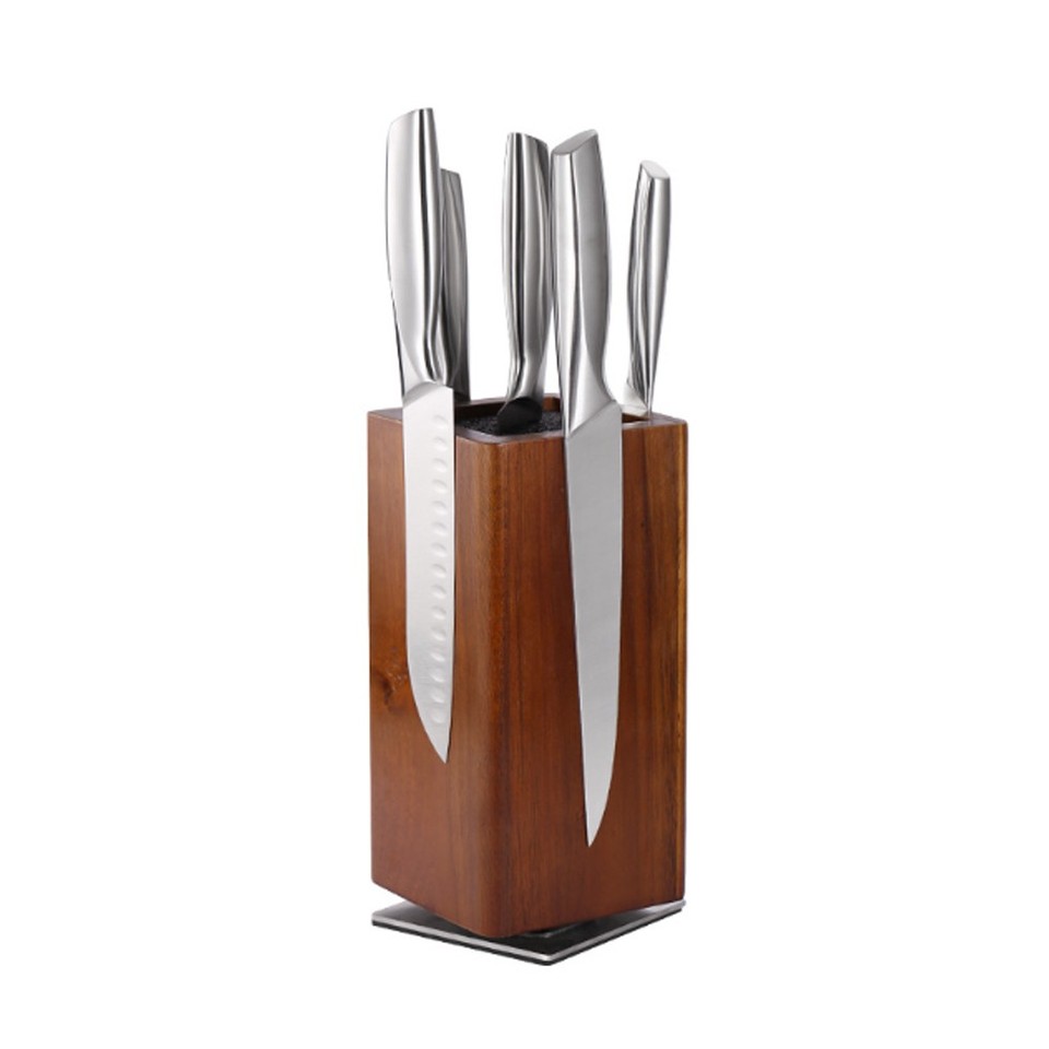 Wooden 360° rotating magnetic knife holder without plug-in PP wire ...