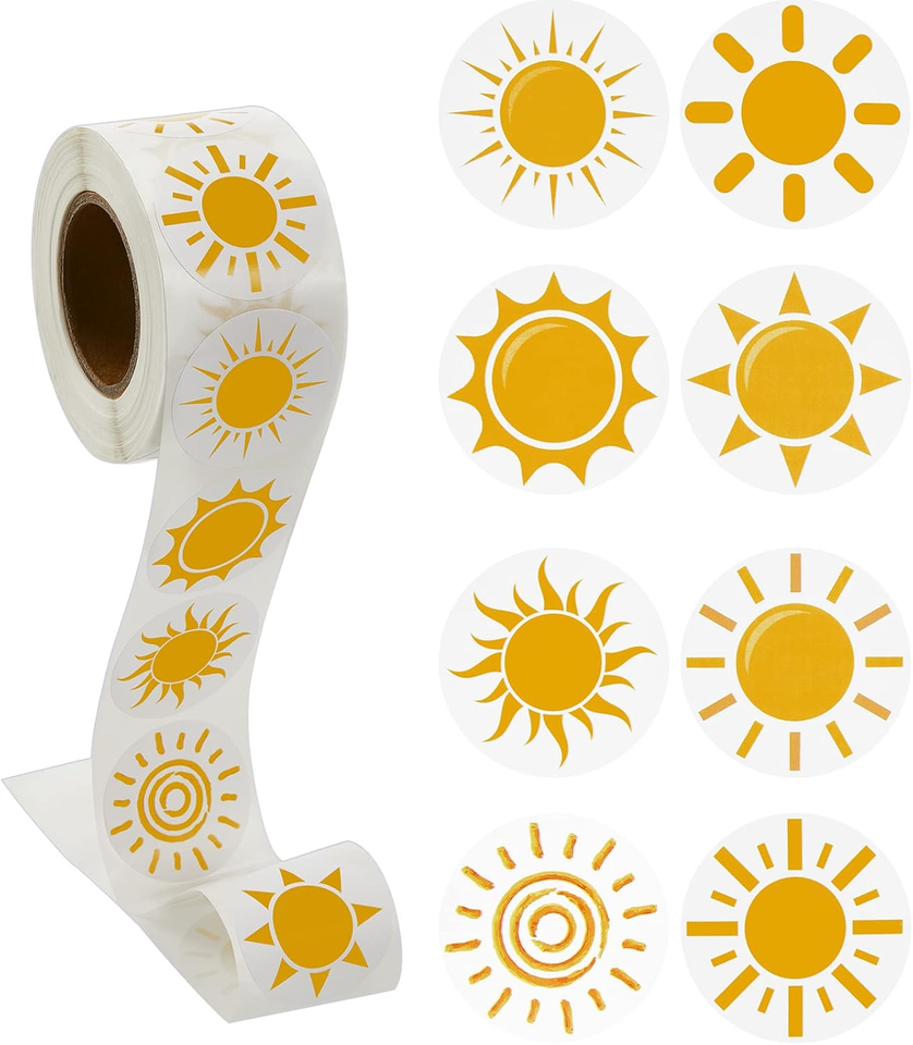 1 Roll 500 Pcs First Trip around the Sun Stickers for Kids Sunshine ...