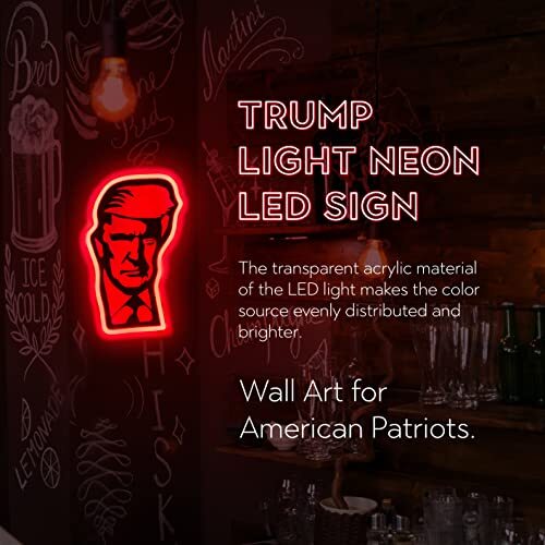 M2A Trump Light Neon LED Sign – Living Room Décor Night Red LED 12.5"x7 ...