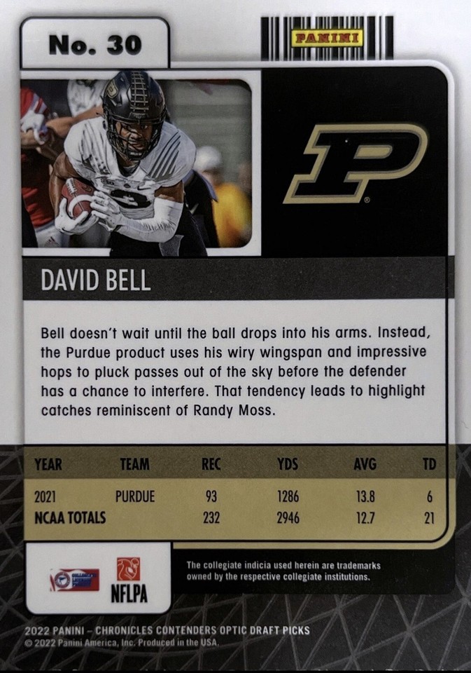 2021 Panini Chronicles Contenders Optic Draft Picks David Bell Rookie ...