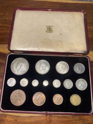 1937 Specimen Coin Set 15 Piece Including Maundy Money Original Box ...