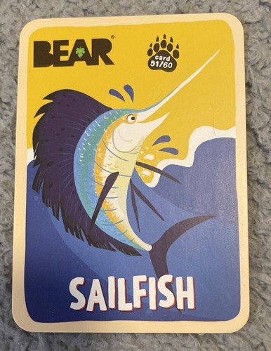 BEAR Fruit Snacks Collectible Animal Trading Cards SAILFISH Card #51/60 ...
