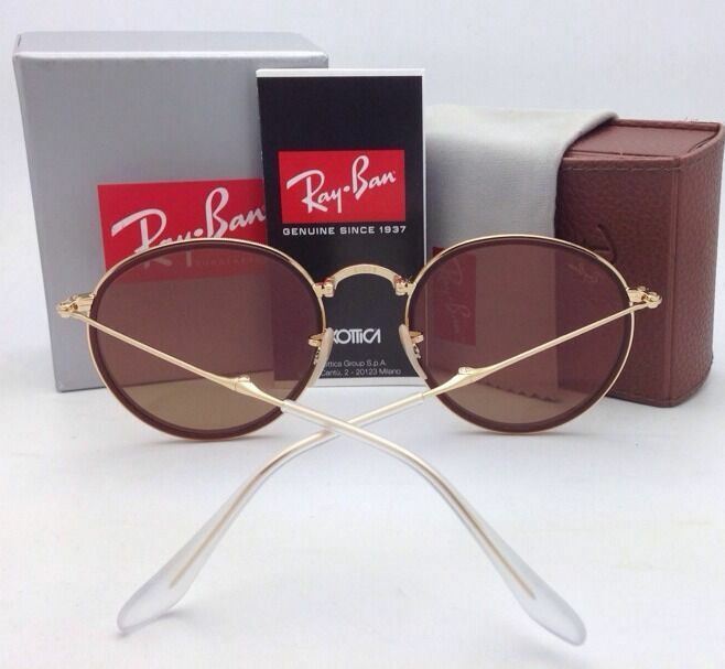 New RAY-BAN Folding Sunglasses RB 3517 001/Z2 Gold Frames w/Brown w ...