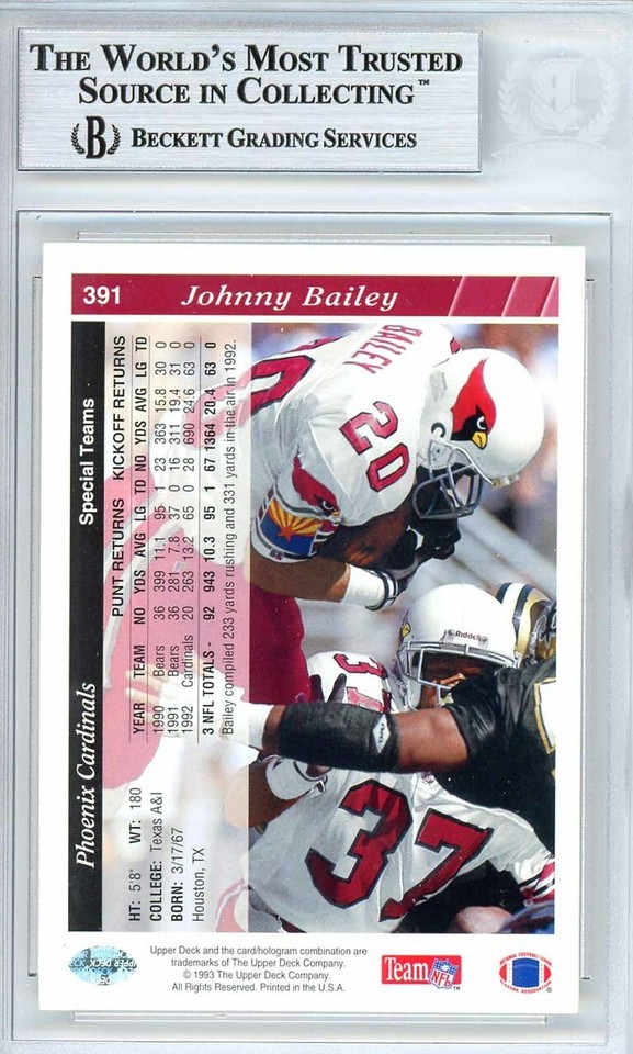 Johnny Bailey Autographed 1993 Upper Deck Card #391 Cardinals Beckett ...