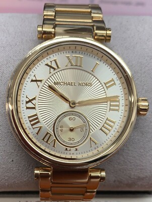 Michael Kors Skylar Champagne Dial Gold-tone Stainless Steel Ladies ...