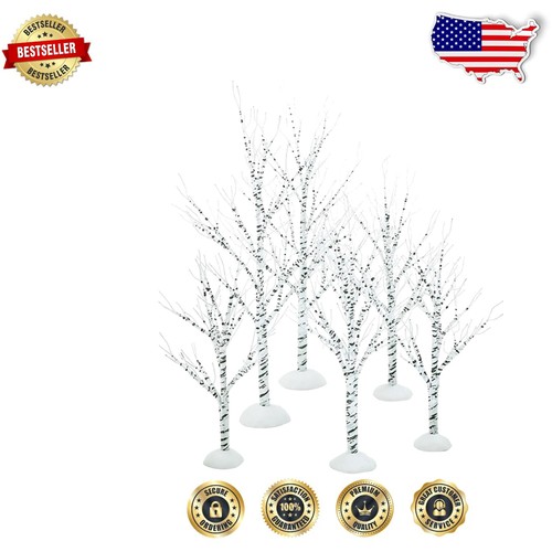 Set of 6 Posable Frosted Birch Trees for Elegant Holiday Village ...