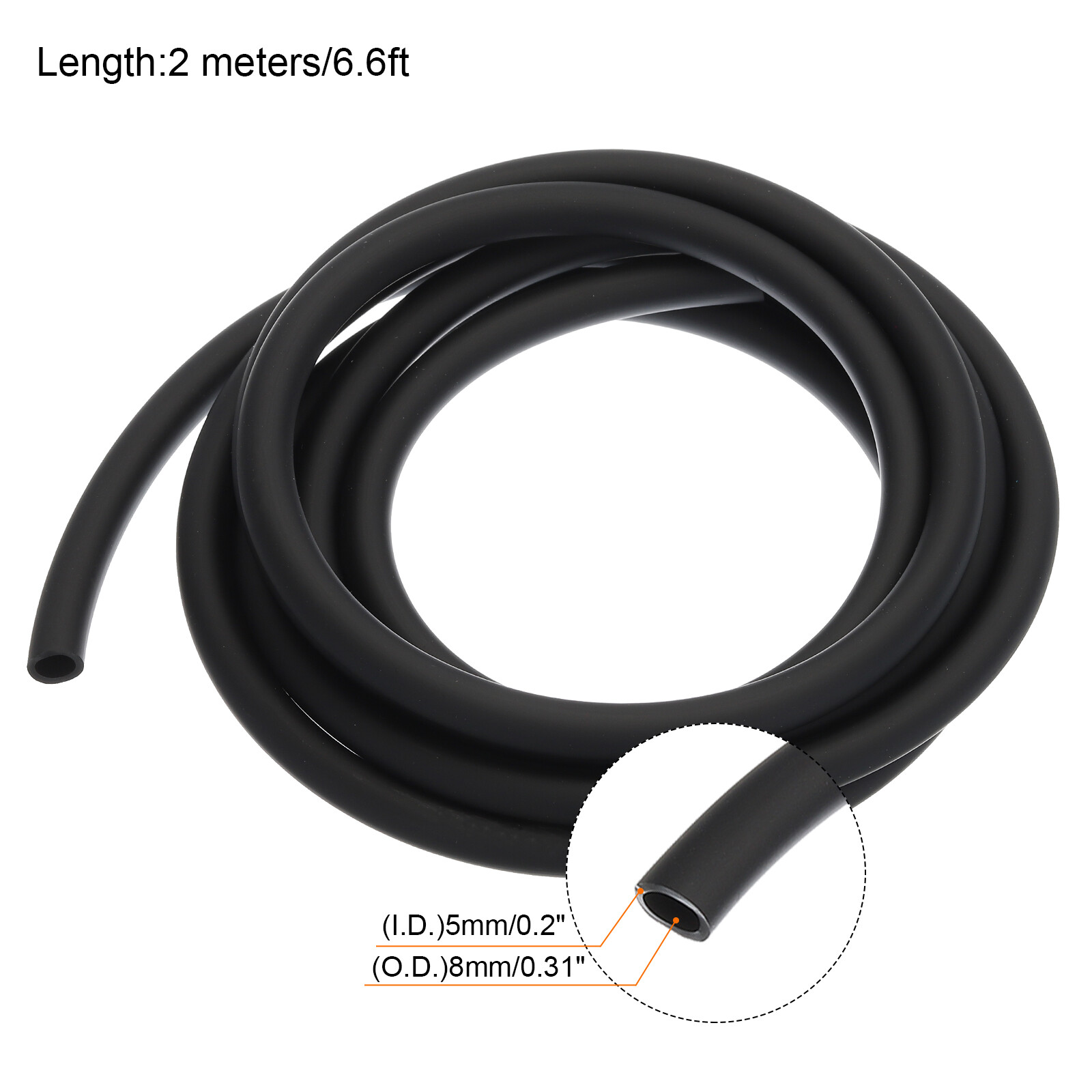 PVC Petrol Fuel Line Hose 3/16" x 5/16" 6.6ft Black for Chainsaws Lawn ...