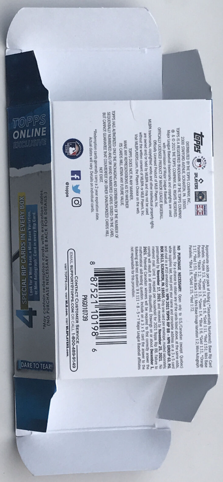 2021 Topps Rip Baseball Online Exclusive EMPTY BOX Art Booster Pack ...