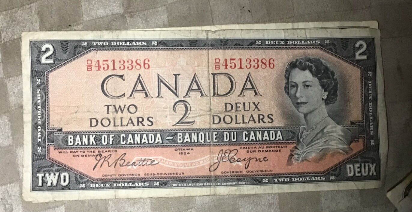 1954 - Canada Two Dollar Bill - $2 Canadian Note , The Queen, 1 Note | eBay