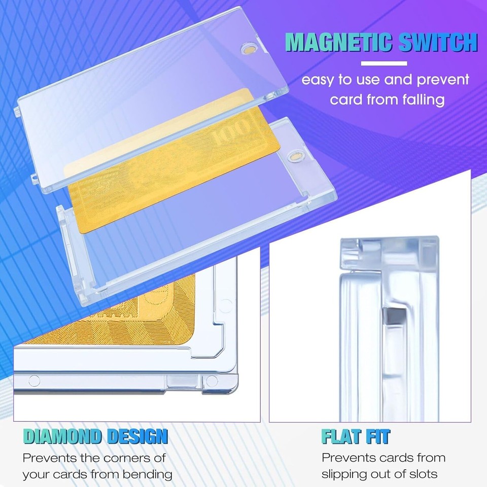 25Pcs Magnetic Trading Sport Card Holder 130PT UV Protection One-Touch ...