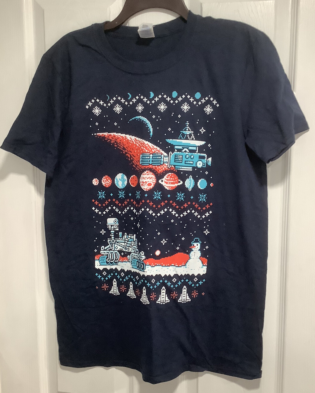 Mens Medium T-shirt NASA Ugly Christmas Sweater Space Shuttle Rover ...