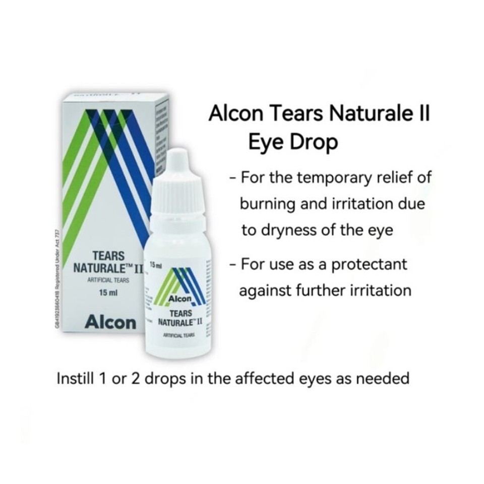 3x Alcon Tears Naturale II 15ml Lubricant & Moisturizing Eye Drops For ...