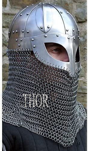 Armor Viking Helmet Battle 18G Steel and Chain mail Mask Handmade ...