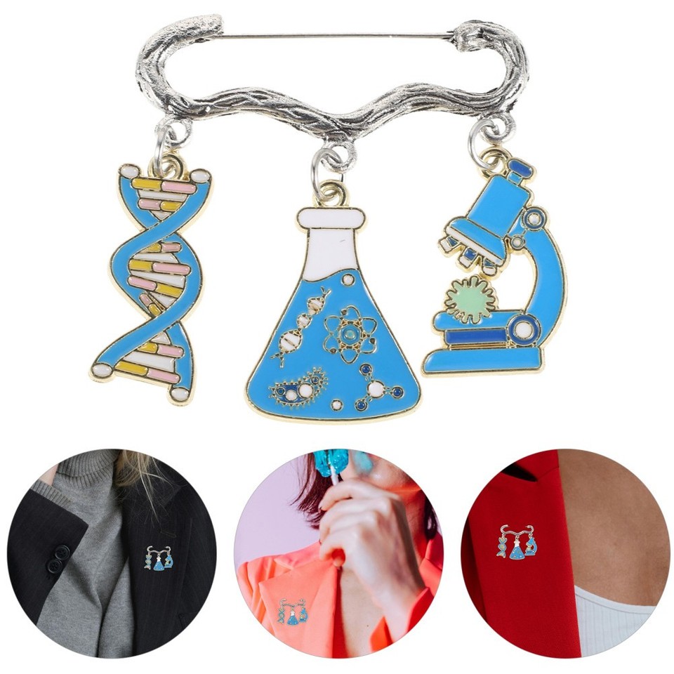 Science Experiment Brooch Microscope Enamel Pins Biological Lapel Caps ...