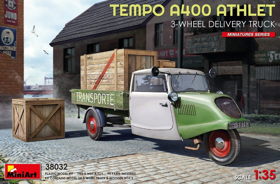 KIT MODELLINO CAMION STATICO MINIART TEMPO A400 ATHLET 3-WHEEL DELIVERY ...