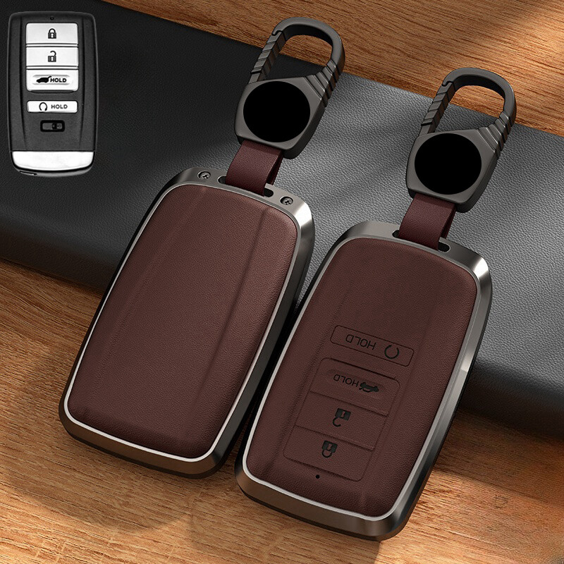 Alloy Leather Car Key Fob Case Cover For Acura CDX TLX RLX RDX MDX ILX ...