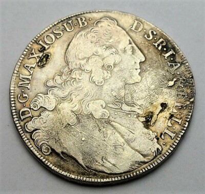 1765 GERMAN STATES Bavaria Maximilian III ANTIQUE OLD Silver Thaler ...