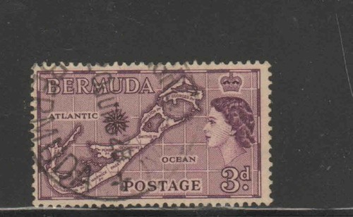 BERMUDA #149 1957 3p QEII & MAP F-VF USED b | eBay