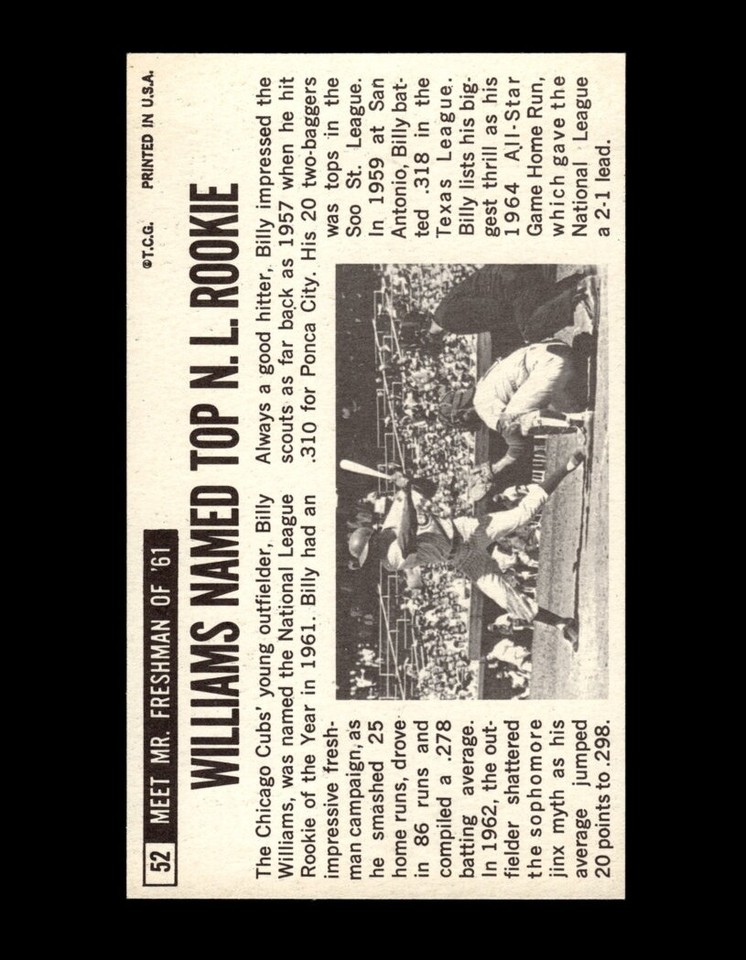 1964 Topps Giant Set-Break # 52 Billy Williams NR-MINT *GMCARDS* | eBay