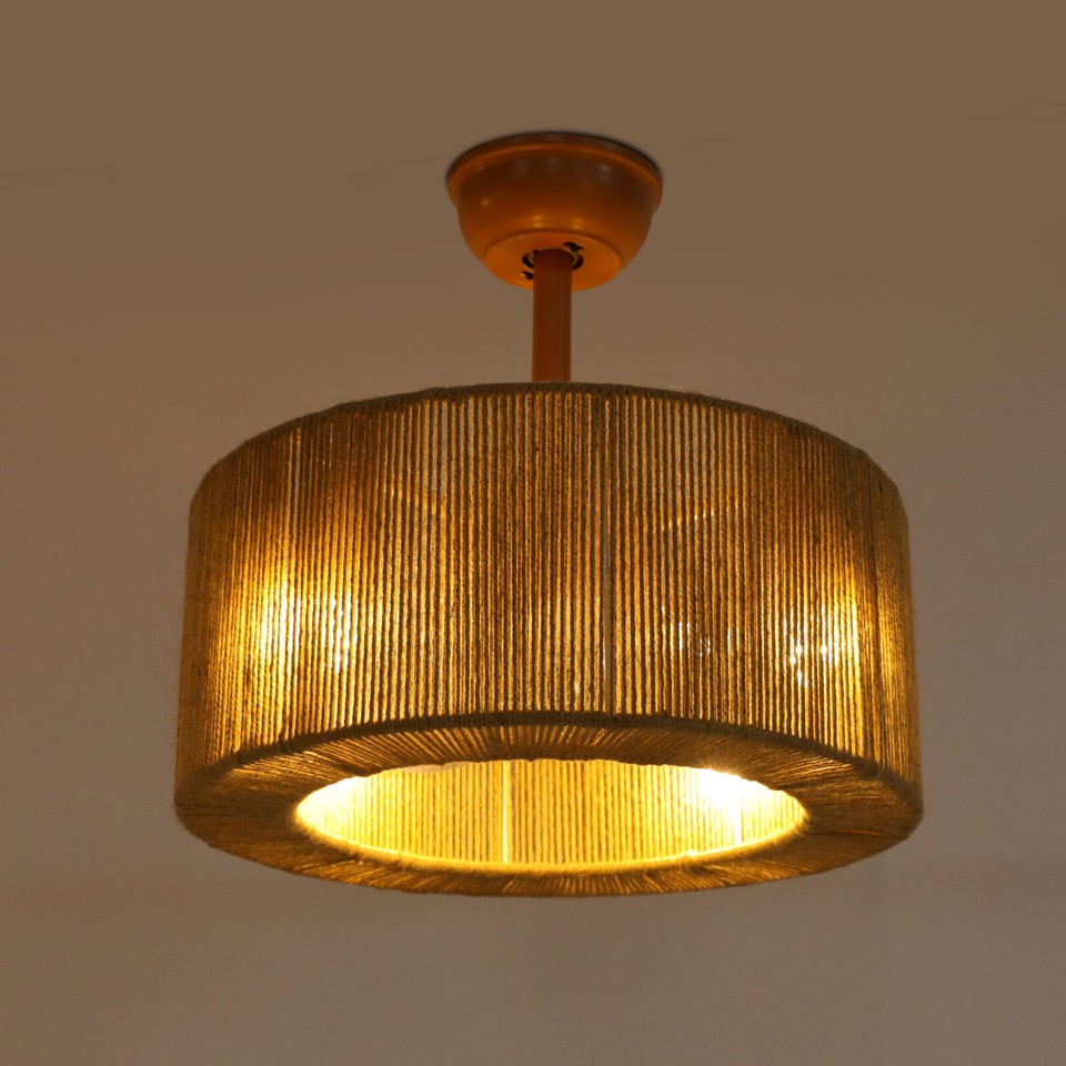 Caged Ceiling Fan Light Chandelier Fan Hanging Lamp+Remote 6 Gears Wind ...