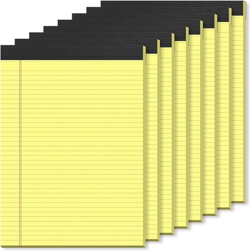 8 Pack Yellow Legal Pads 8.5 x 11 Yellow Notepads 30 Sheets/60 Pages ...