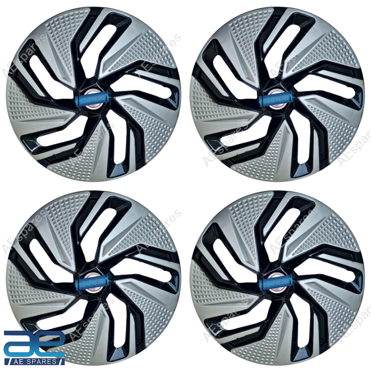 4 Pcs New Wheel Hubcaps Cover Plastic Silver Black 13-16" For Cars ...