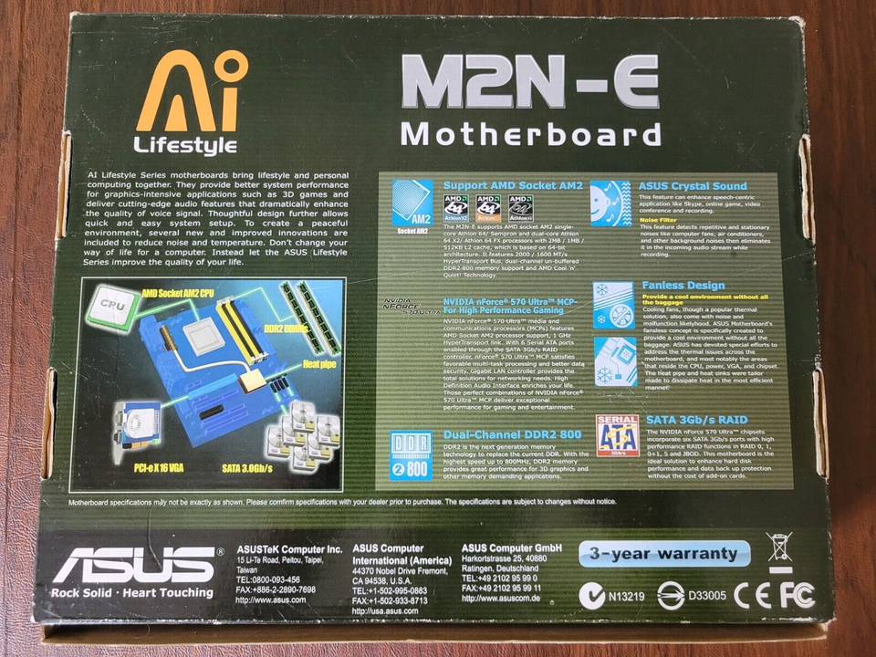 Asus M2N-SLI Deluxe Green Motherboard 90-MIB030-GOAAYZ Socket AM2 ...