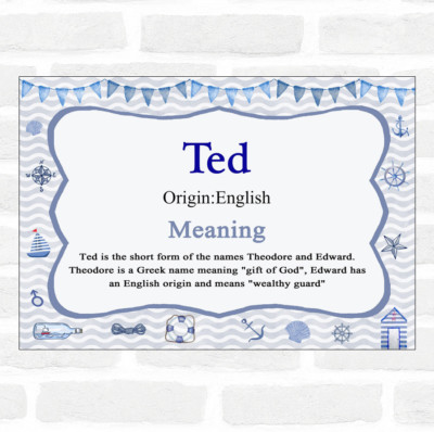 Ted Name Meaning Nautical Certificate | eBay UK