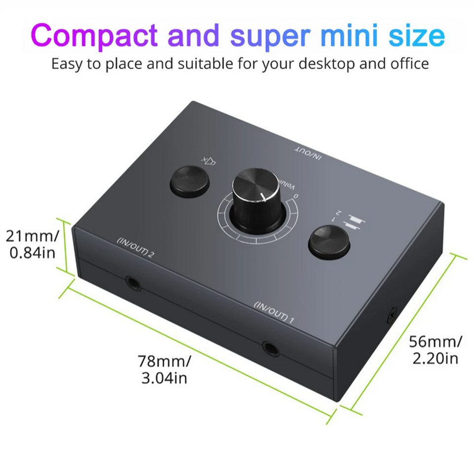 2 Way Audio Switcher Audio Switcher Splitter 3.5mm Switch 2 in 1 out /1 ...
