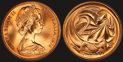 1976 Australia Uncirculated 2c Two Cent Coin - Taken from RAM Coin Roll ...