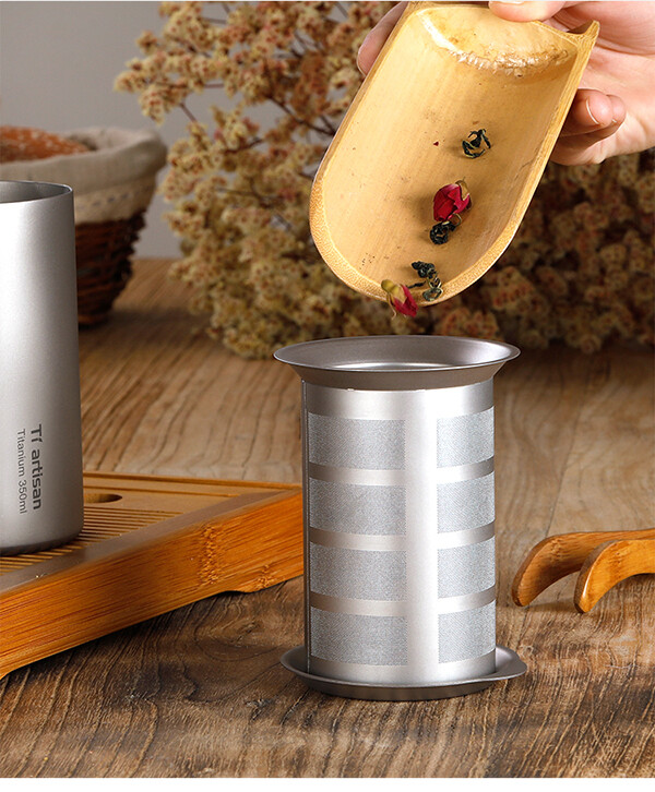 Travel Double-wall Pure Titanium Portable Tea cup Container With ...