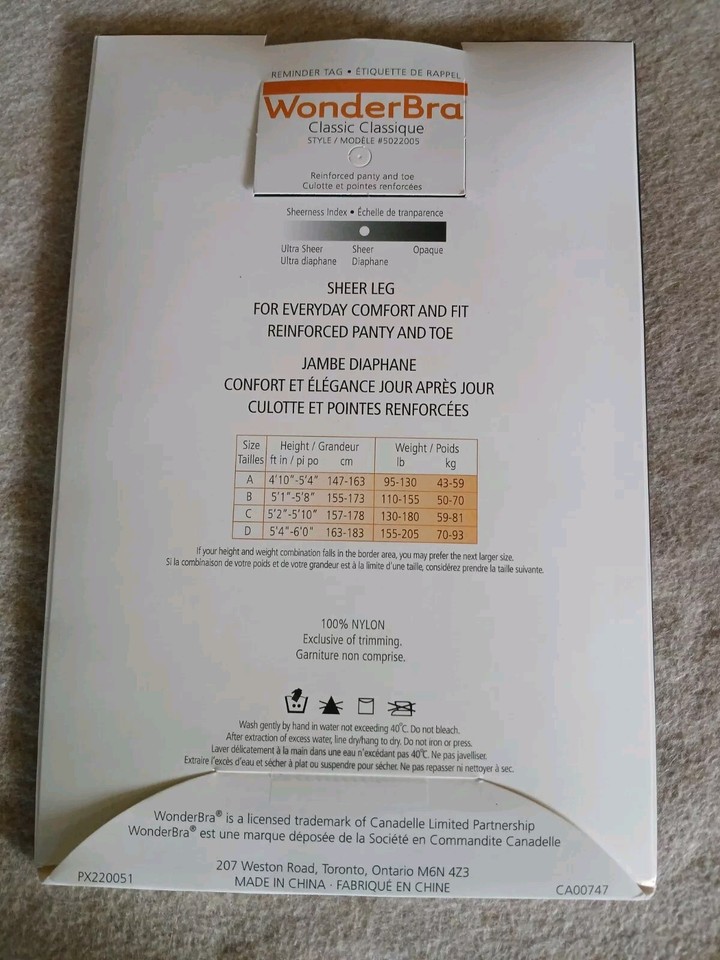 RARE Pantyhose WONDERBRA Black Size B Classic SEALED Hosiery | eBay