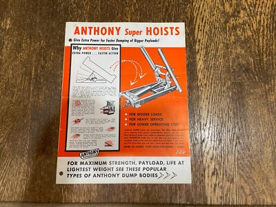 1950's Anthony Super Hoists Brochure Dump Trucks Brochure 6 Pages ...