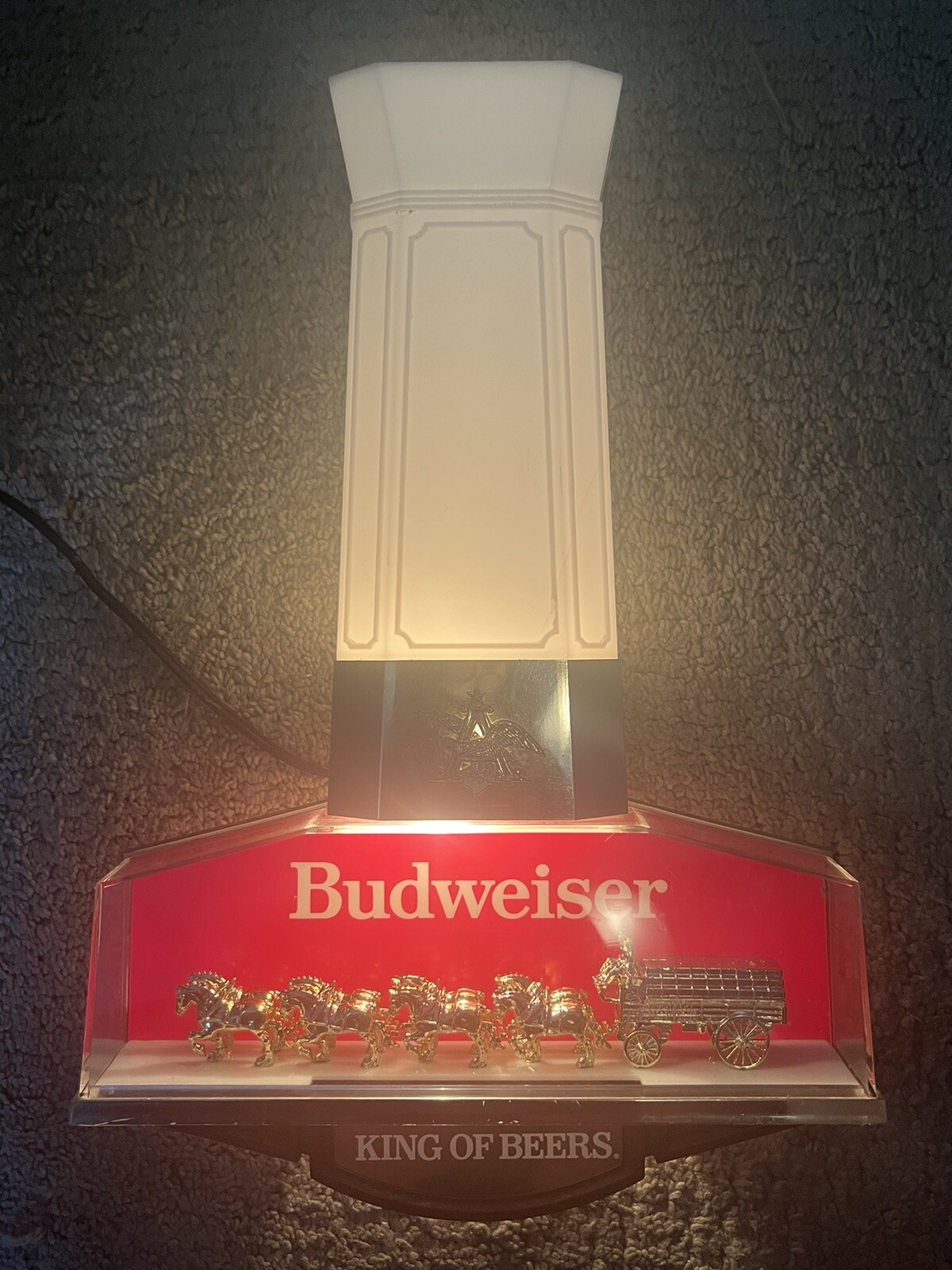BUDWEISER KING OF BEERS LIGHT UP WALL SIGN 9 1/2" x 15” CLYDESDALES | eBay