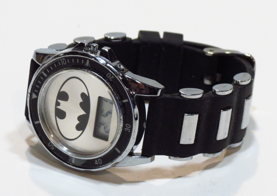 Accutime Batman Watch DC Comics Digital Display Day/Date Black Silicone ...