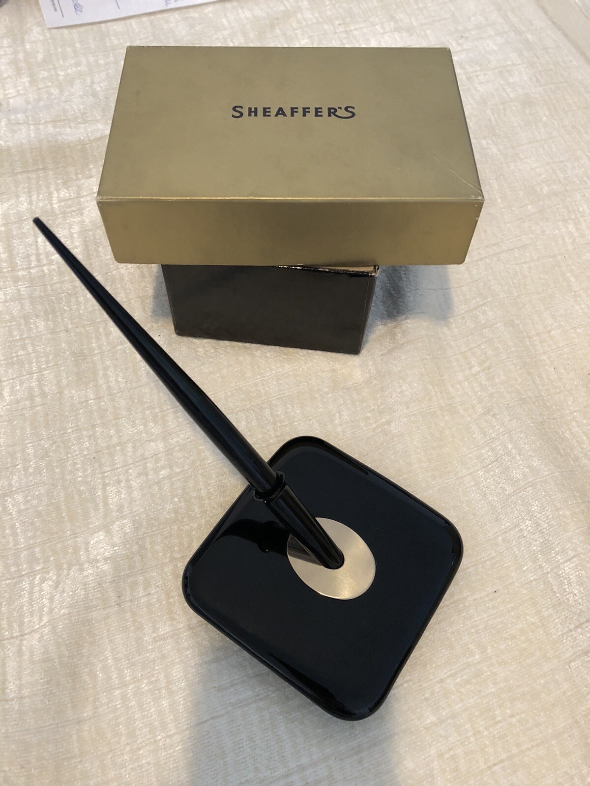 Black Glass Square Base Vintage SHEAFFER’S 501H Desk Set with 20FD Pen ...