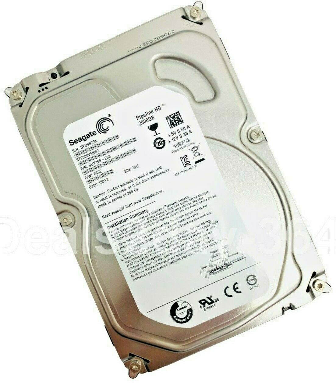 Seagate Pipeline HD 2TB Internal 5900RPM 3.5" (ST2000VM002) HDD for ...