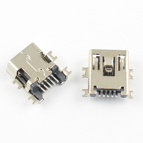 10Pcs Mini USB Type B 5 Pin Female SMT SMD Panel Mount Connector #F25 ...
