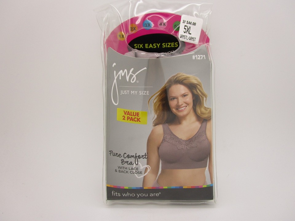 JUST MY SIZE by Hanes Size 5XL Pure Comfort Bra 1271 in WARM STEEL *2 ...