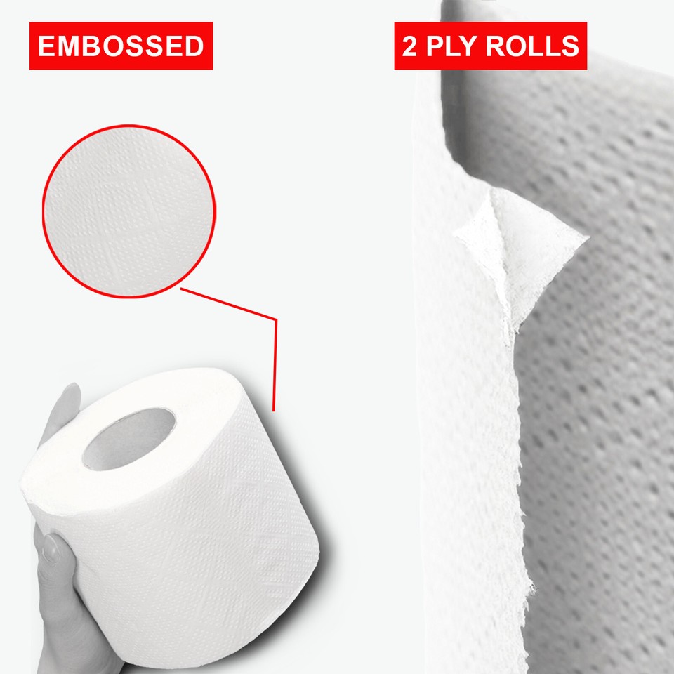 36,72,144,288 2Ply Toilet Rolls Quilted Embossed Paper Luxury Soft ...