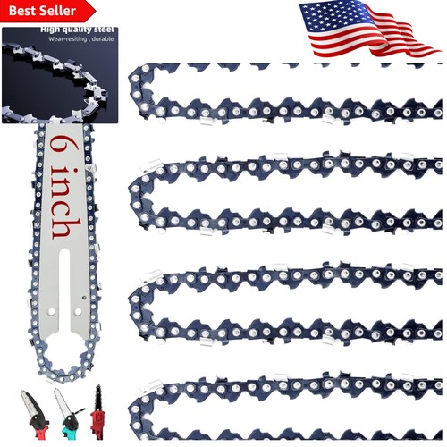 4-Pack Mini Chainsaw Chains with Pointed Gear Teeth for Efficient Wood ...