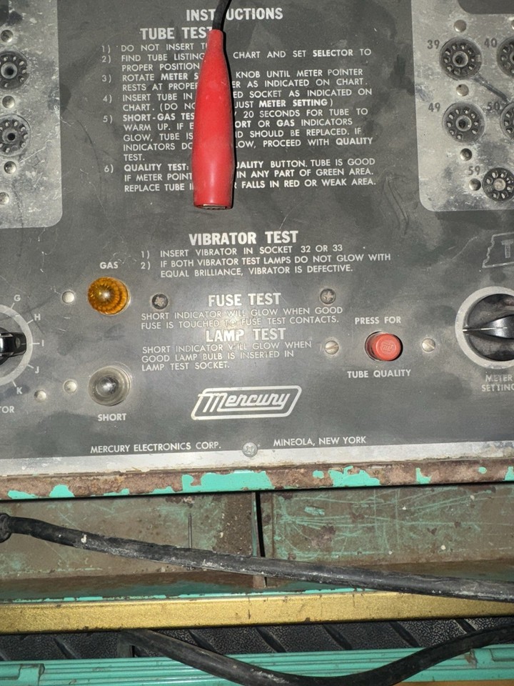 Vintage Mercury Electronics Self Service Vacuum Tube Tester Model 202 ...