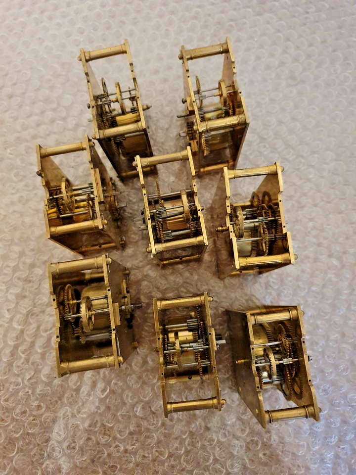 8 FRENCH CARRIAGE CLOCK MOVEMENTS FOR PARTS - SPRINGS/CLIPS/BARRELS ...