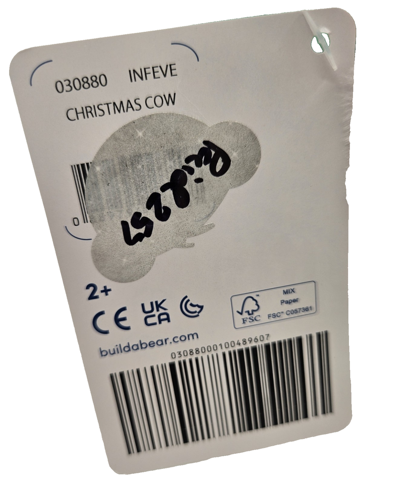 Build A Bear Christmas Cow Unstuffed Plush Never Been Stuffed Green Red ...