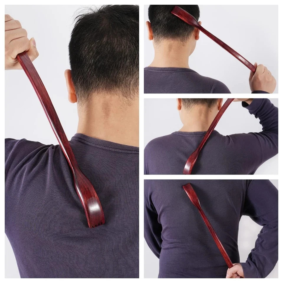Oversized Wooden Back Scratcher: 18'' Extended Curved Handle for Better ...