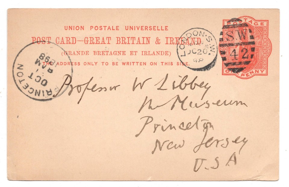 1898 Postcard ~ Henry N. HUTCHINSON to Prof. Wm LIBBEY ~Sandwich ...