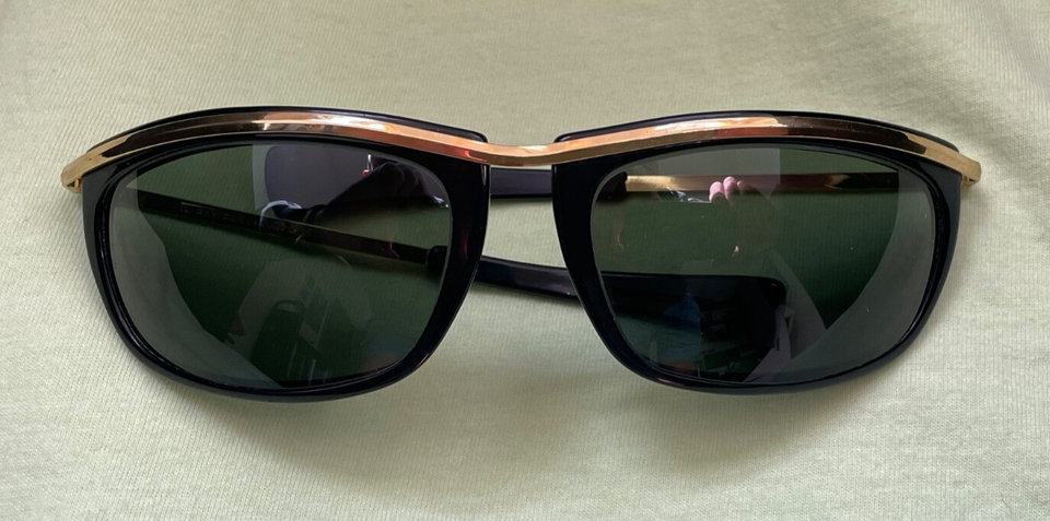 Vintage B&L Ray-Ban Olympian Sunglasses Black/Gold - Etched Lenses ...